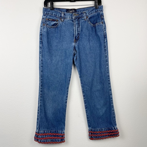 Vintage | Jeans | Vintage 9s Cropped Floral Embroidered Jeans | Poshmark